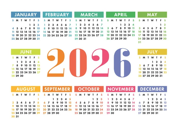 Kalender 2025 Tahun Dinding Persegi Vektor Berwarna Warni Inggris Atau ...