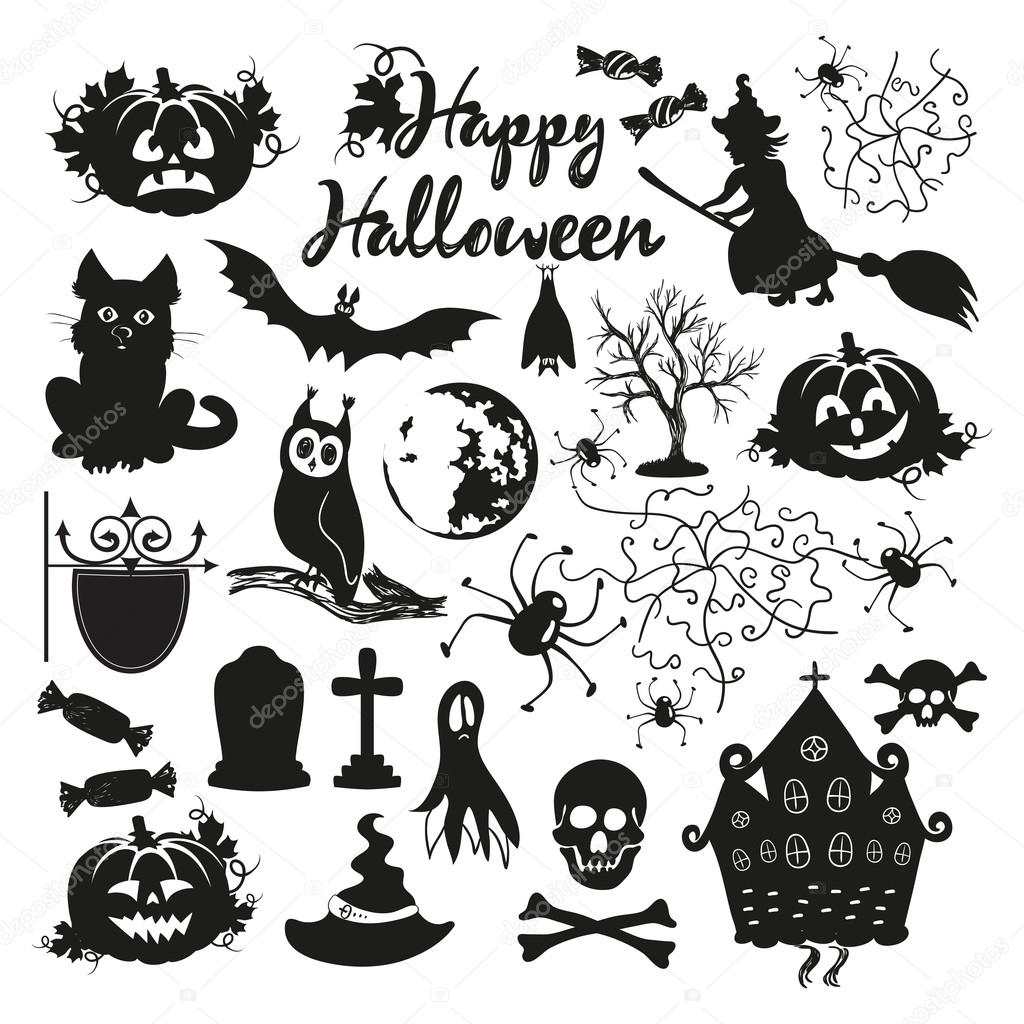 Black Halloween Icons Stock Vector by ©OSIPOVDIM 80374504