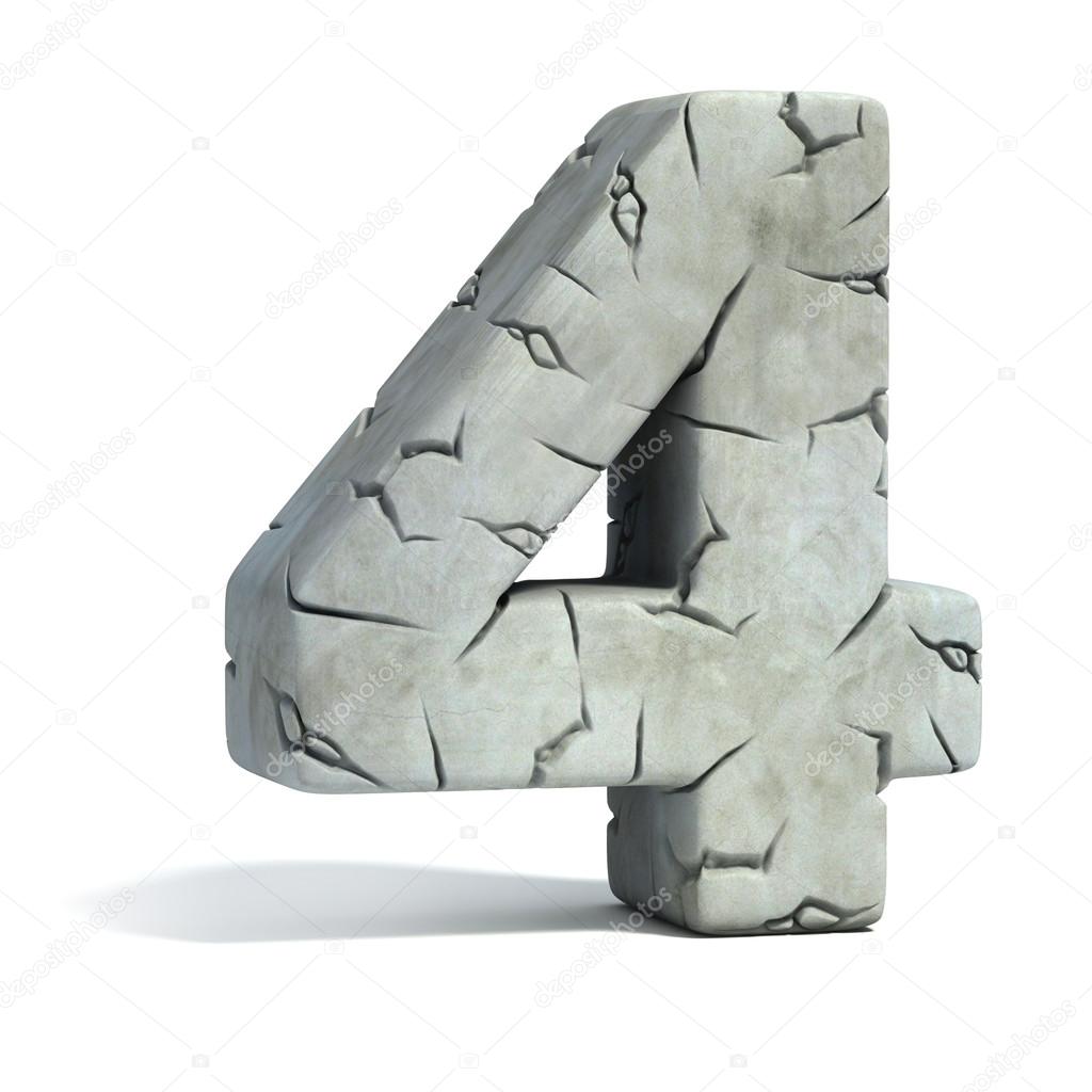 Number 4 cracked stone 3d font Stock Photo by ©koya979 73609787