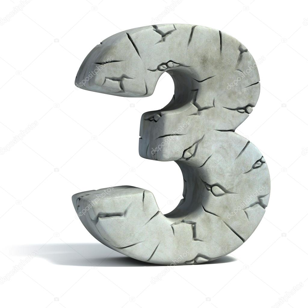 Number 3 cracked stone 3d font Stock Photo by ©koya979 73609791