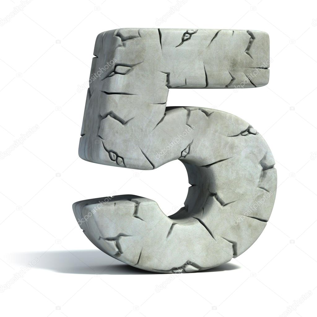 Number 5 cracked stone 3d font — Stock Photo © koya979 #73609799