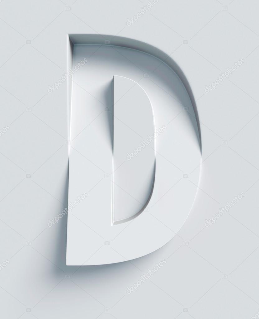 Letter D slanted 3d font engraved and extruded from the surface — Stock ...
