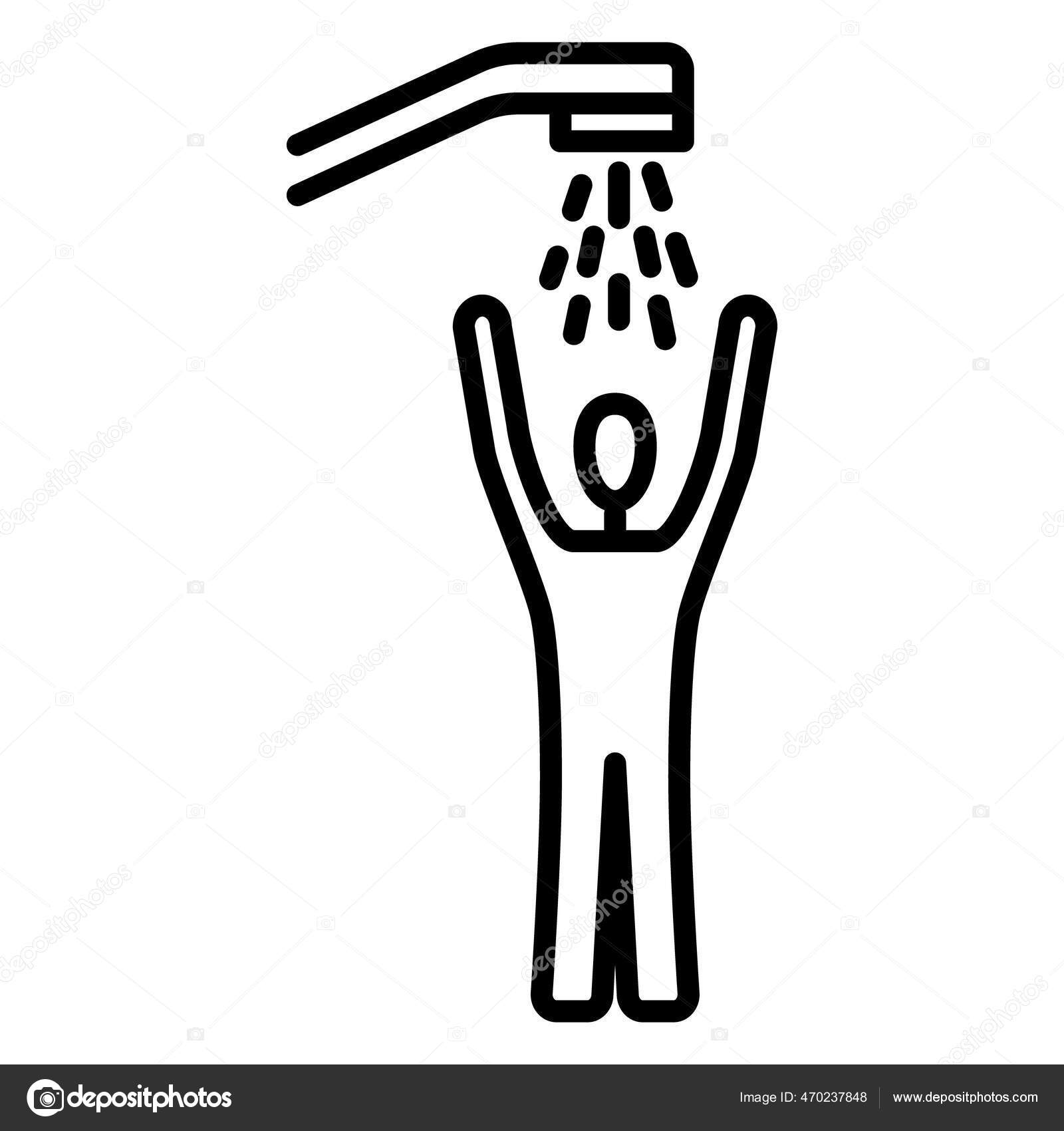 Man Washes Body Shower Room Shower Hygiene Disinfection Vector Icon ...