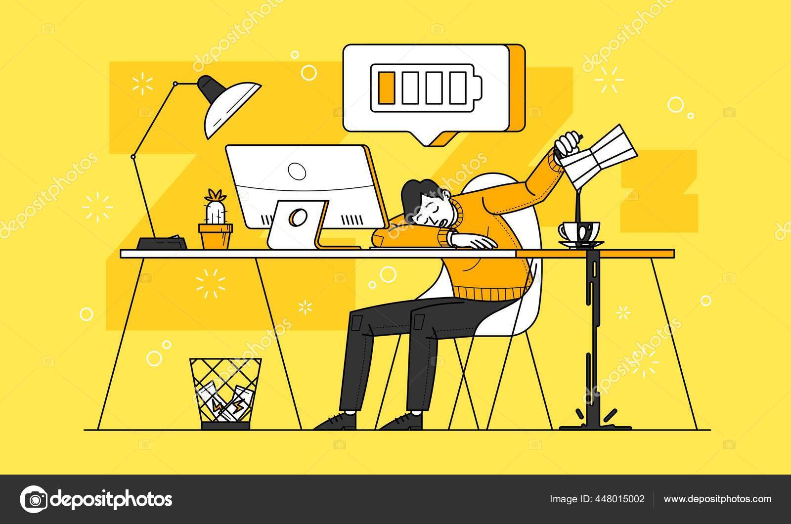 Chronic fatigue illustration in line art vector Stock Vector Image by ...