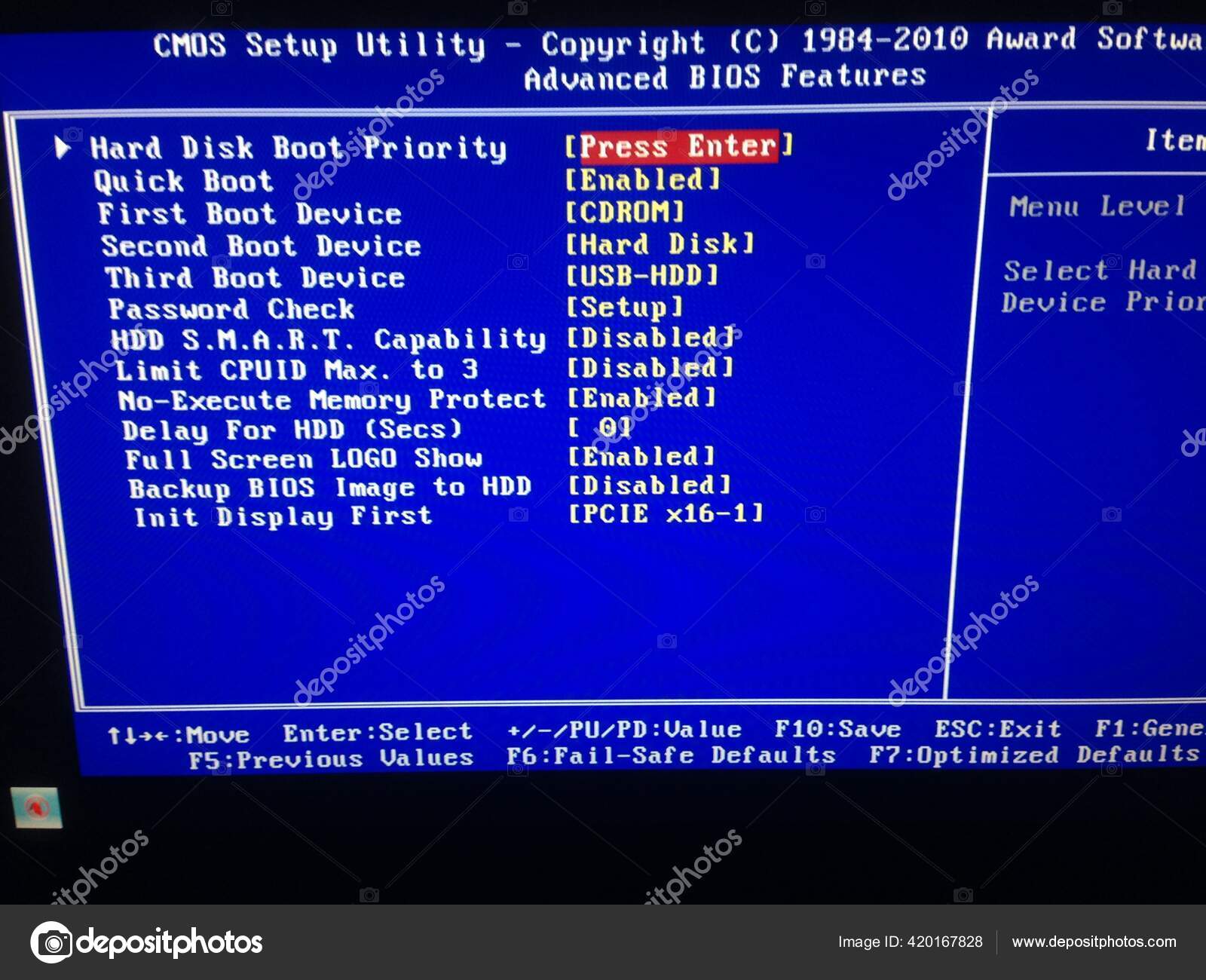 Integrated BIOS system in desktop computers hardware settings — Stock ...