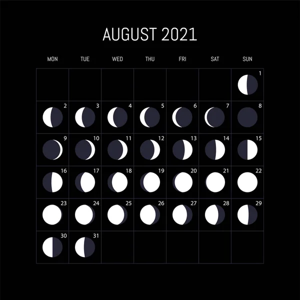 Moon Phases Calendar 2021 Year May Night Background Design Vector Stock ...