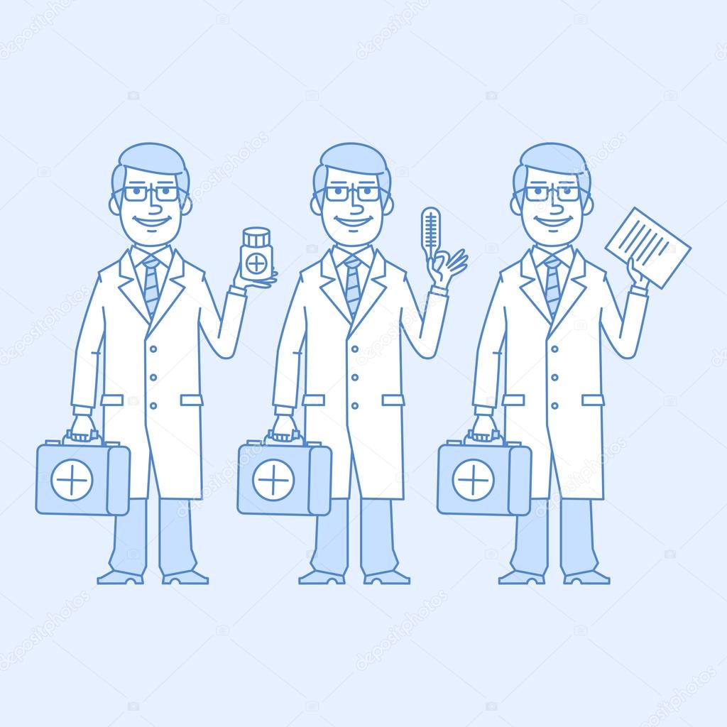 Doctor holding different objects Stock Vector Image by ©tsirikmen #99007292