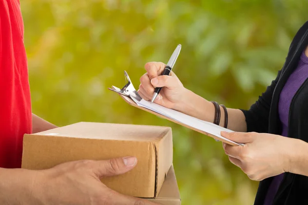 Delivery Service Customer Receiving Package Stock Photo by ©hin255 ...