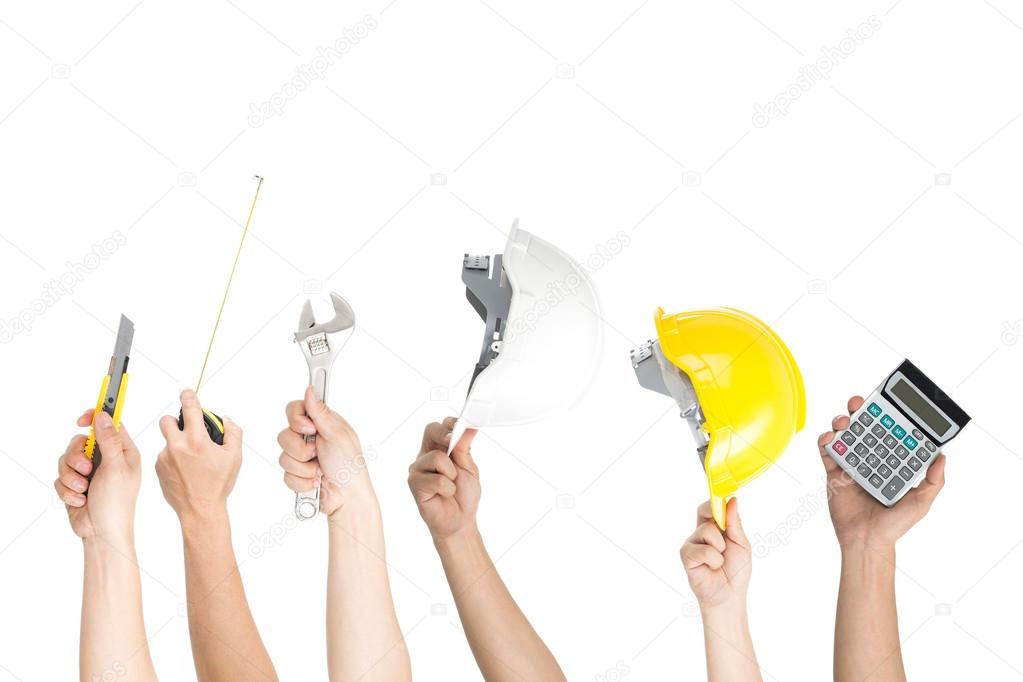 Tools working hand holding equipment set Stock Photo by ©hin255 113833078