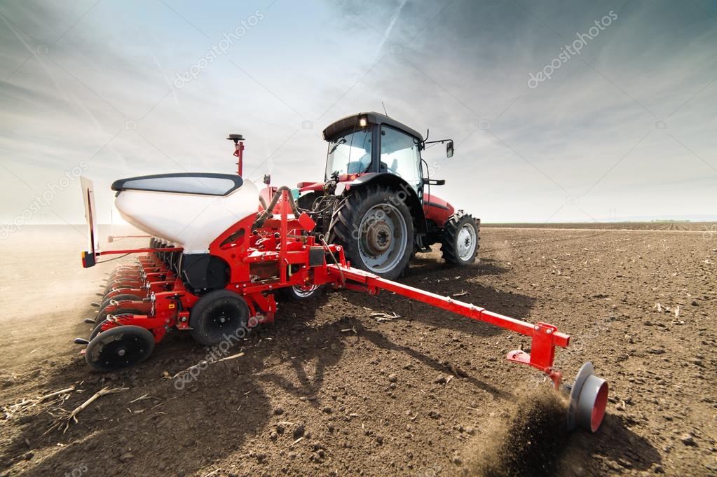 Seeding crops at field — Stock Photo © fotokostic #108047204