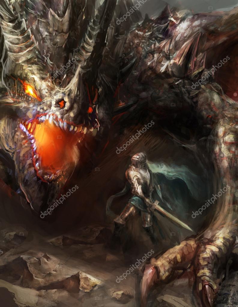 Caballeros Luchando Contra Dragones Dragones, Caballeros Y Castillos