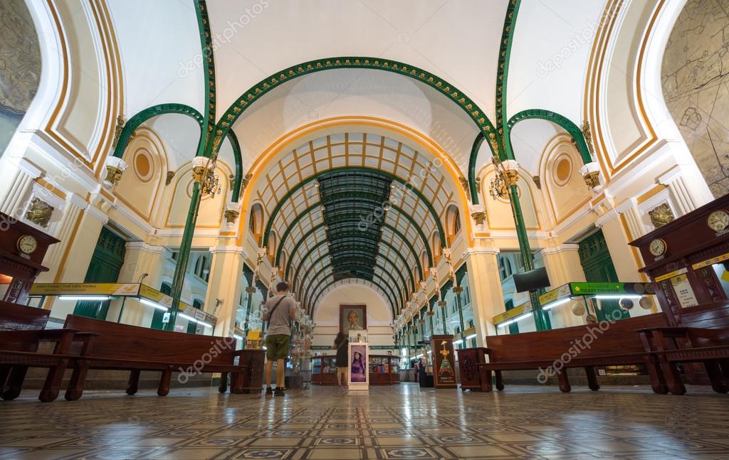Interior in postal center, an ancient french post office now become the ...