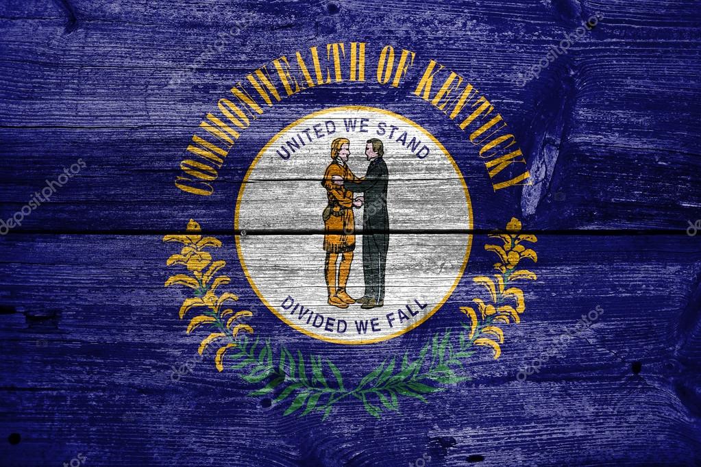 Flag of Kentucky State, painted on old wood plank background — Stock ...