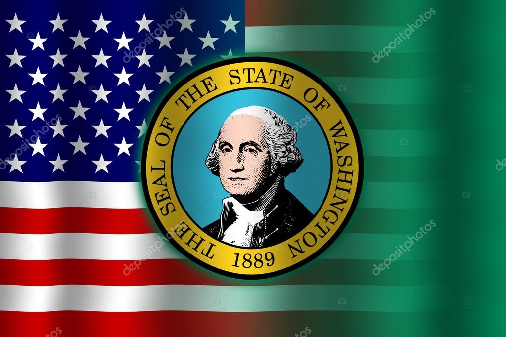 Estados Unidos que agita y bandera del estado de Washington — Foto de ...