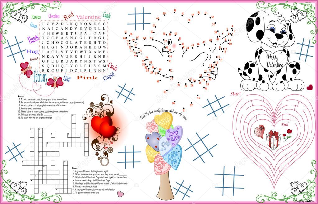 Placemat Valentine Printable Activity Sheet 4 Stock Vector by ...