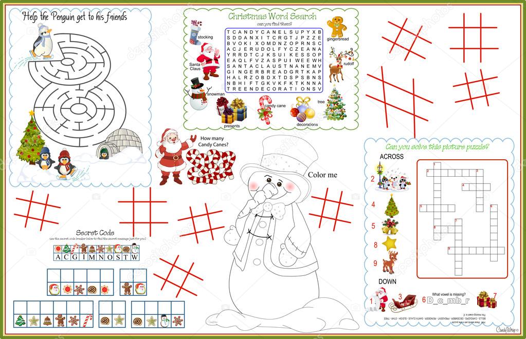 Placemat Christmas Printable Activity Sheet 6 Stock Vector Image by ...