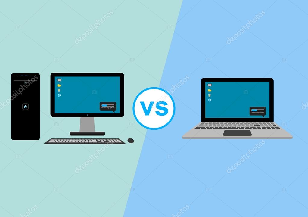 Desktop vs. laptop comparison, vector illustration Stock Vector by ... Desktop vs. laptop comparison, vector illustration Stock Vector by ...