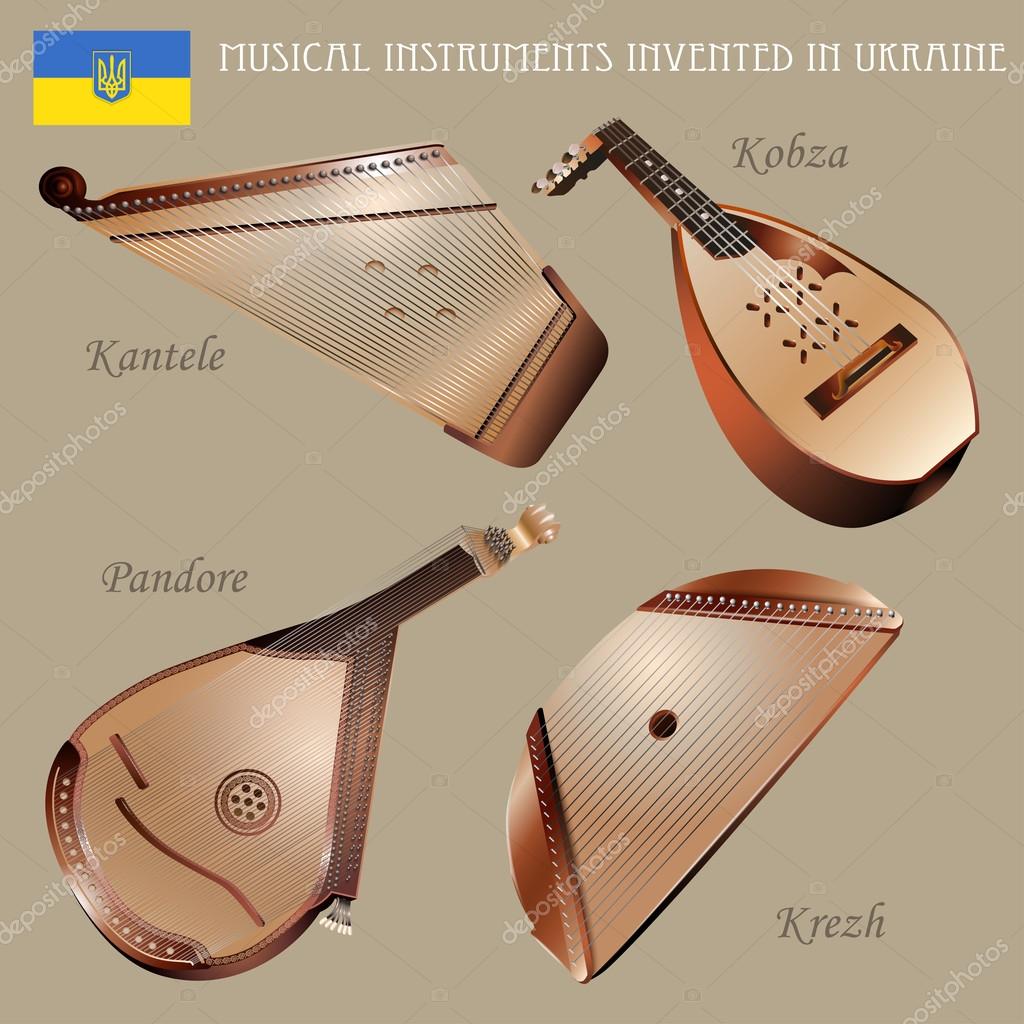 Set of musical instruments invented in Ukraine Stock Vector Image by ...