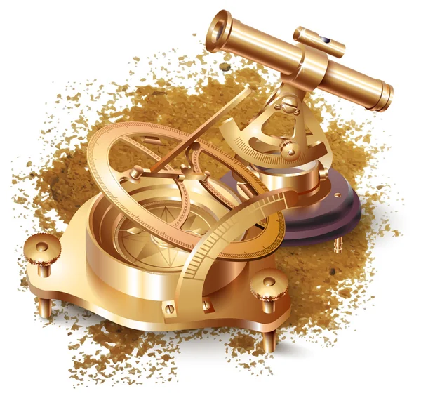 Set of navigation tools and a shell, isolated on white background ...