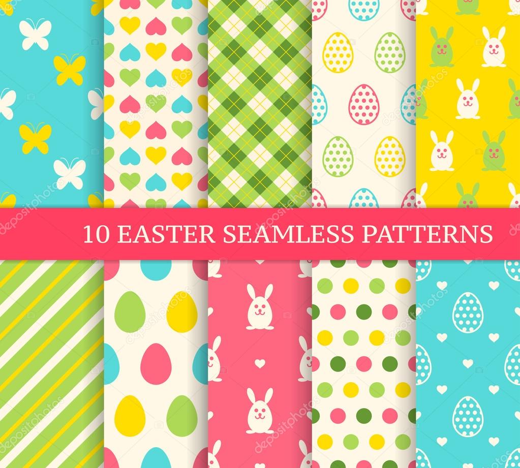 Ten different easter seamless patterns. Stock Vector Image by ...