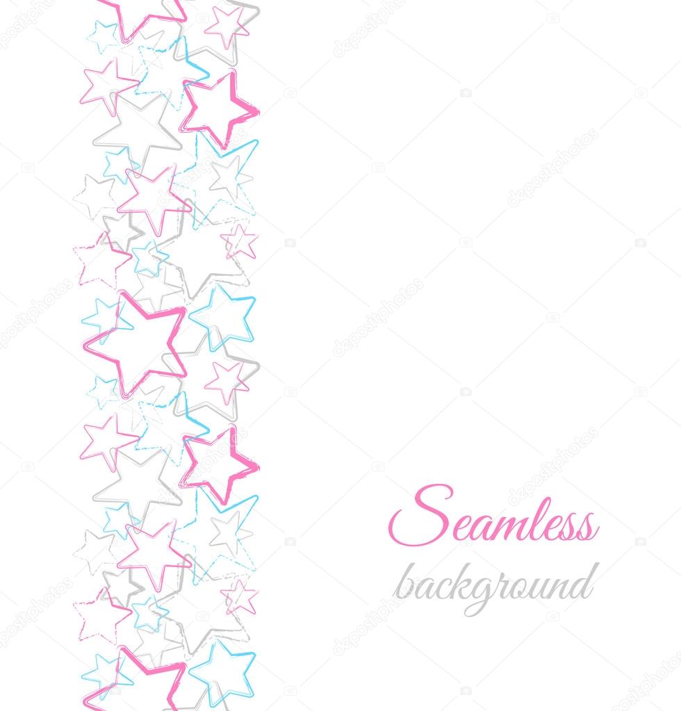 Grunge color stars. Vector border seamless pattern. Stock Vector Image ...