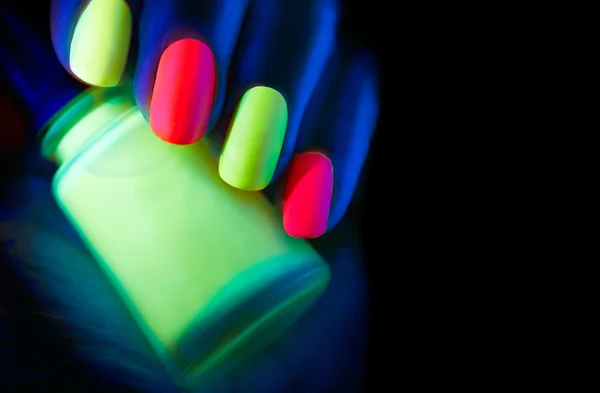 model woman nails in neon light - Stock Image - Everypixel