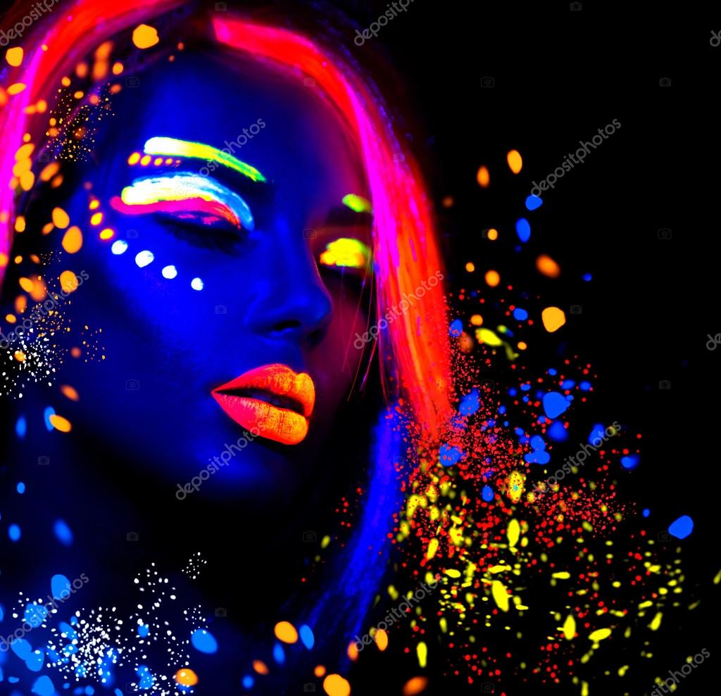 Fashion model woman in neon light — Stock Photo © Subbotina #123320216