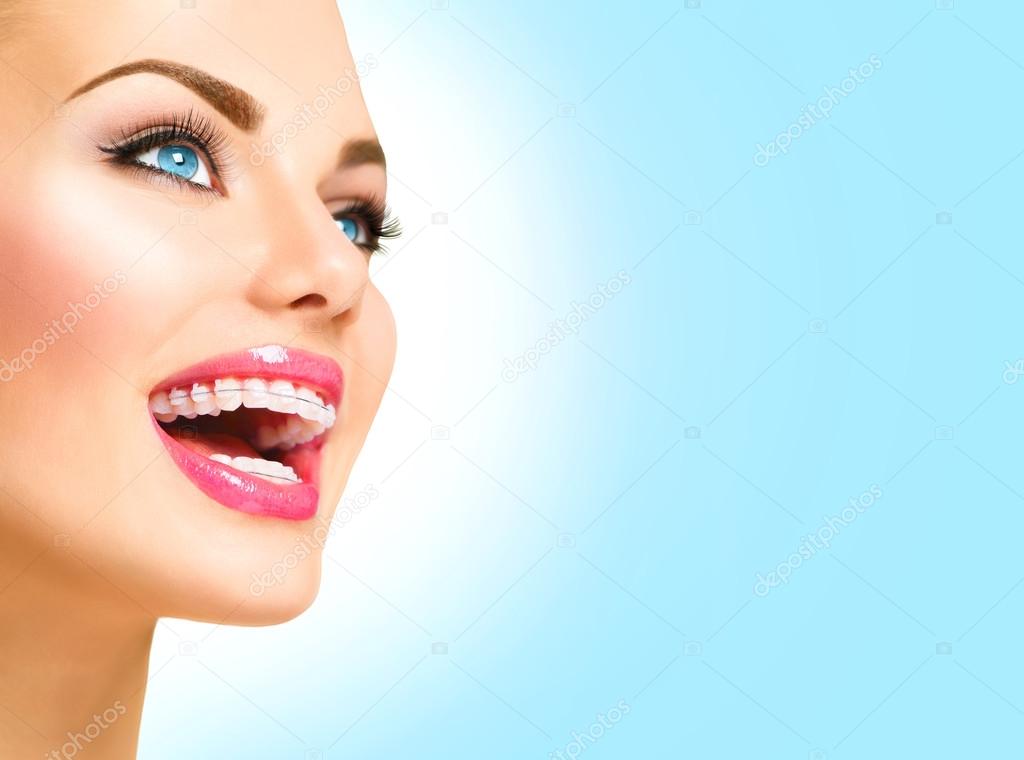 Beautiful woman with braces | Beautiful woman with braces on teeth ...