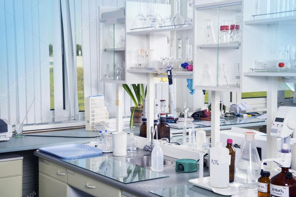 Chemical laboratory background. — Stock Photo © Katrin_Timoff #115140622