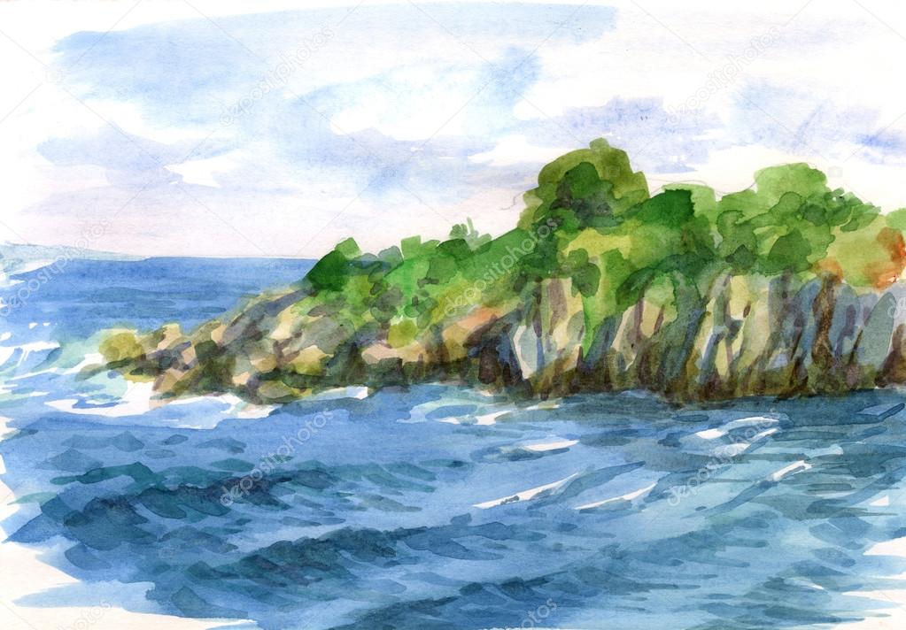 Watercolor seascape — Stock Photo © vetryanaya_o #54568657