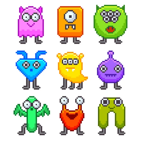 Monster alien vector cartoon pixel monstrous character of monstrosity ...