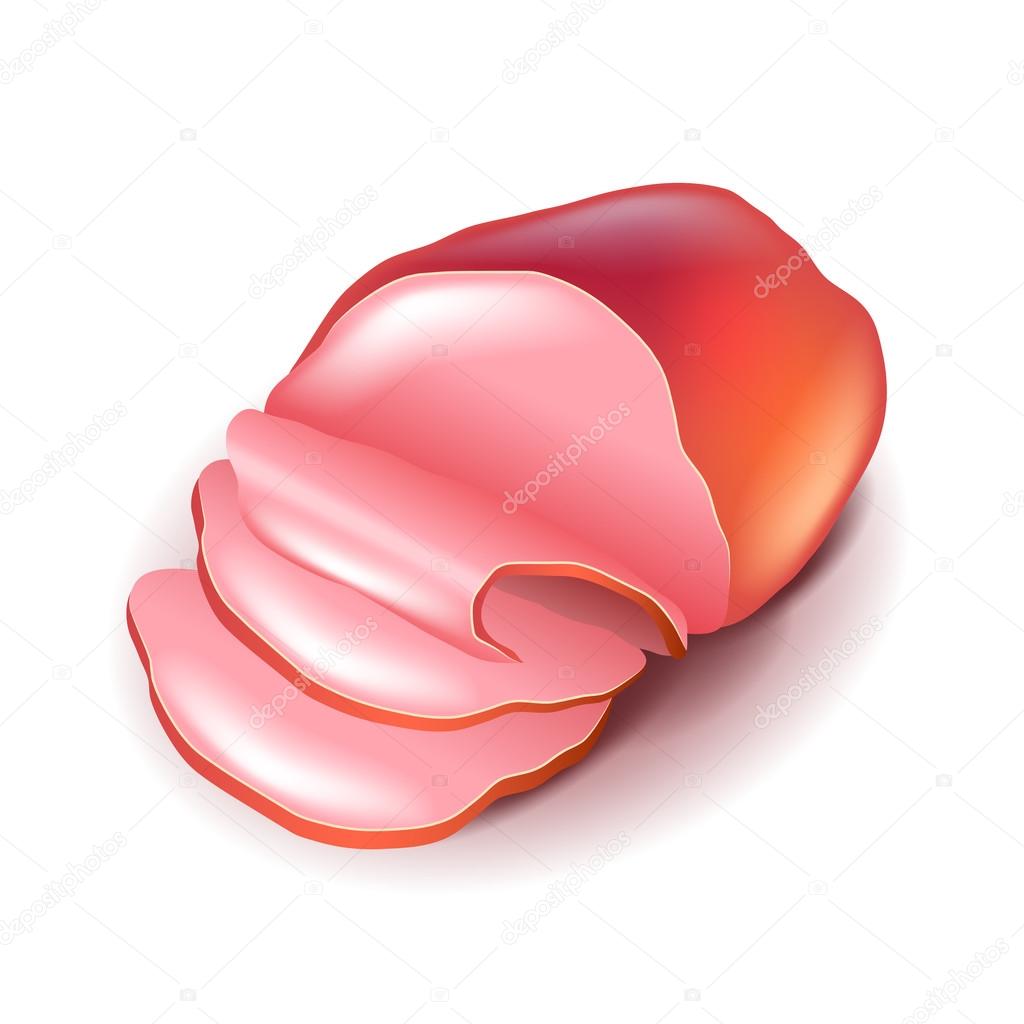 Jambon isolé sur blanc vector — Image vectorielle #98224414