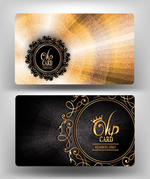 Vip gold and silver card with sparkling ribbons. Vector illustration ...
