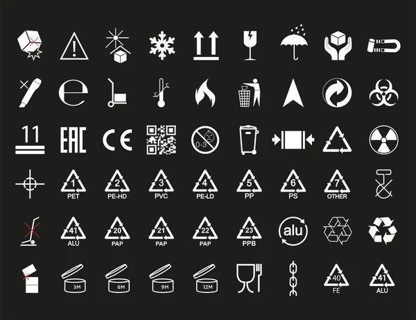 Packaging icons, package signs set. Vector illustration, flat design. Stock Vector by ...