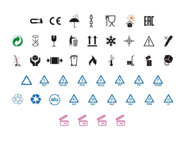 Packaging icons, package signs set. Vector illustration, flat design. Stock Vector by ...