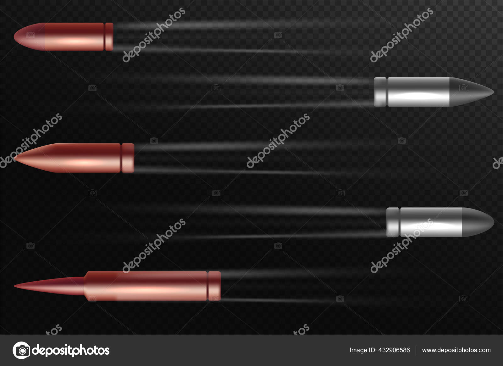 Realistic Flying Bullet Isolated Transparent Background Stock Vector by ...