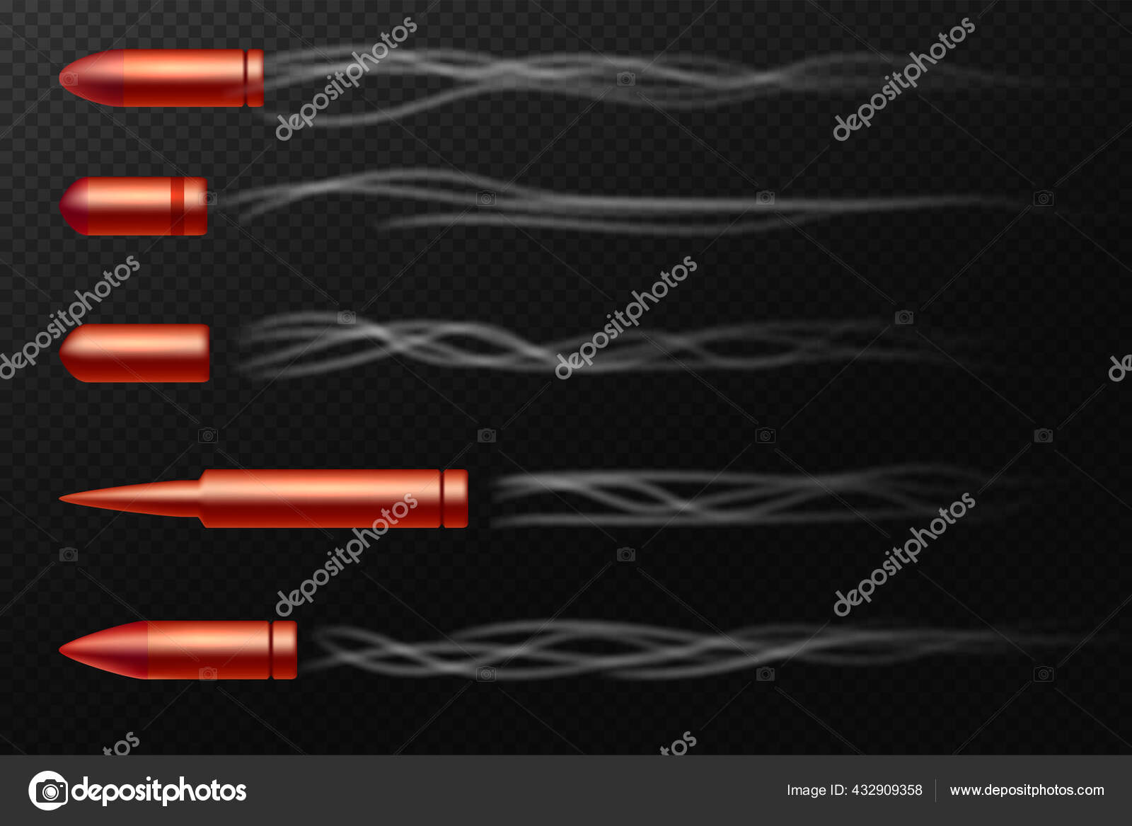 Realistic Flying Bullet Isolated Transparent Background Stock Vector by ...