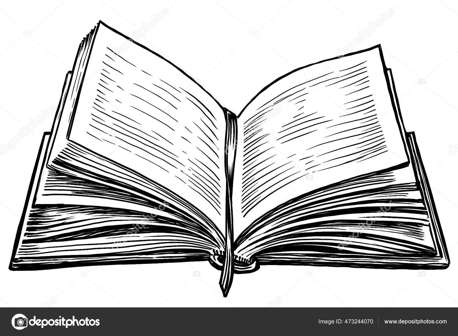 Open Book Sketch Education Concept Vintage Illustration Stock ...