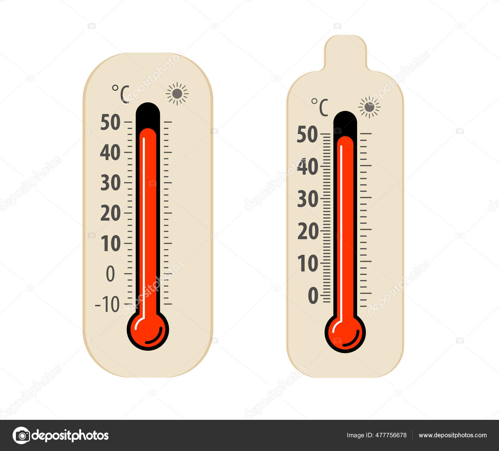 Heat Thermometer Isolated White Hot Weather Symbol Vector Stock Vector ...
