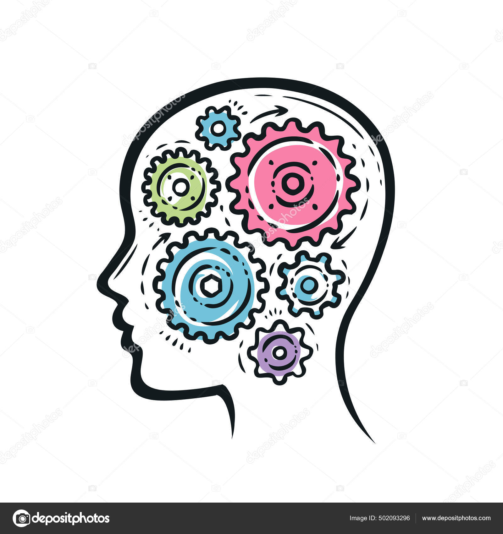 Cabeza Humana Con Cerebro Engranajes Educación Concepto Negocio ...