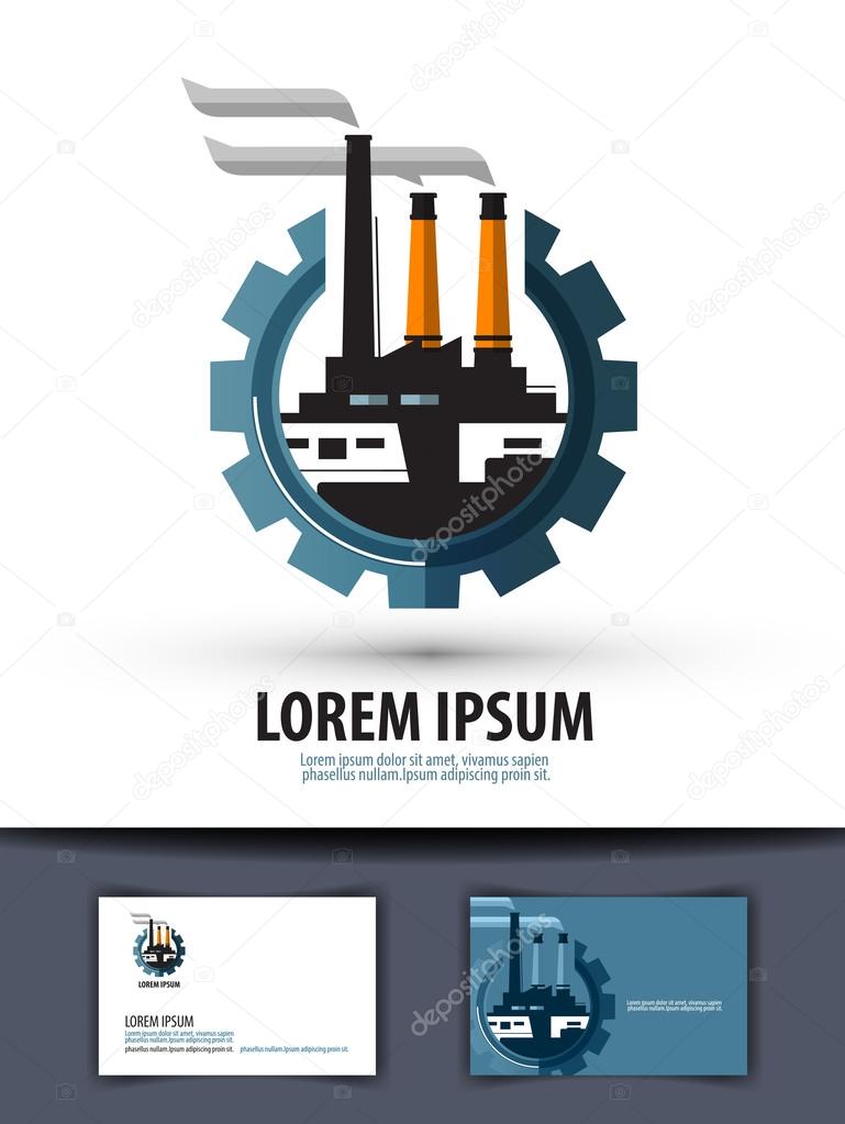 Factory, industry. logo, icon, sign, emblem, template, business card ...