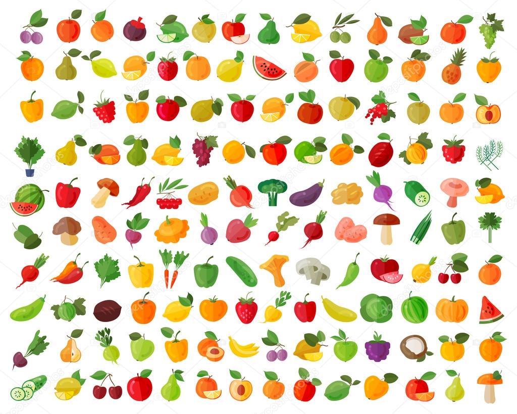 Fruits et légumes icônes de couleur ensemble Vecteur par ...