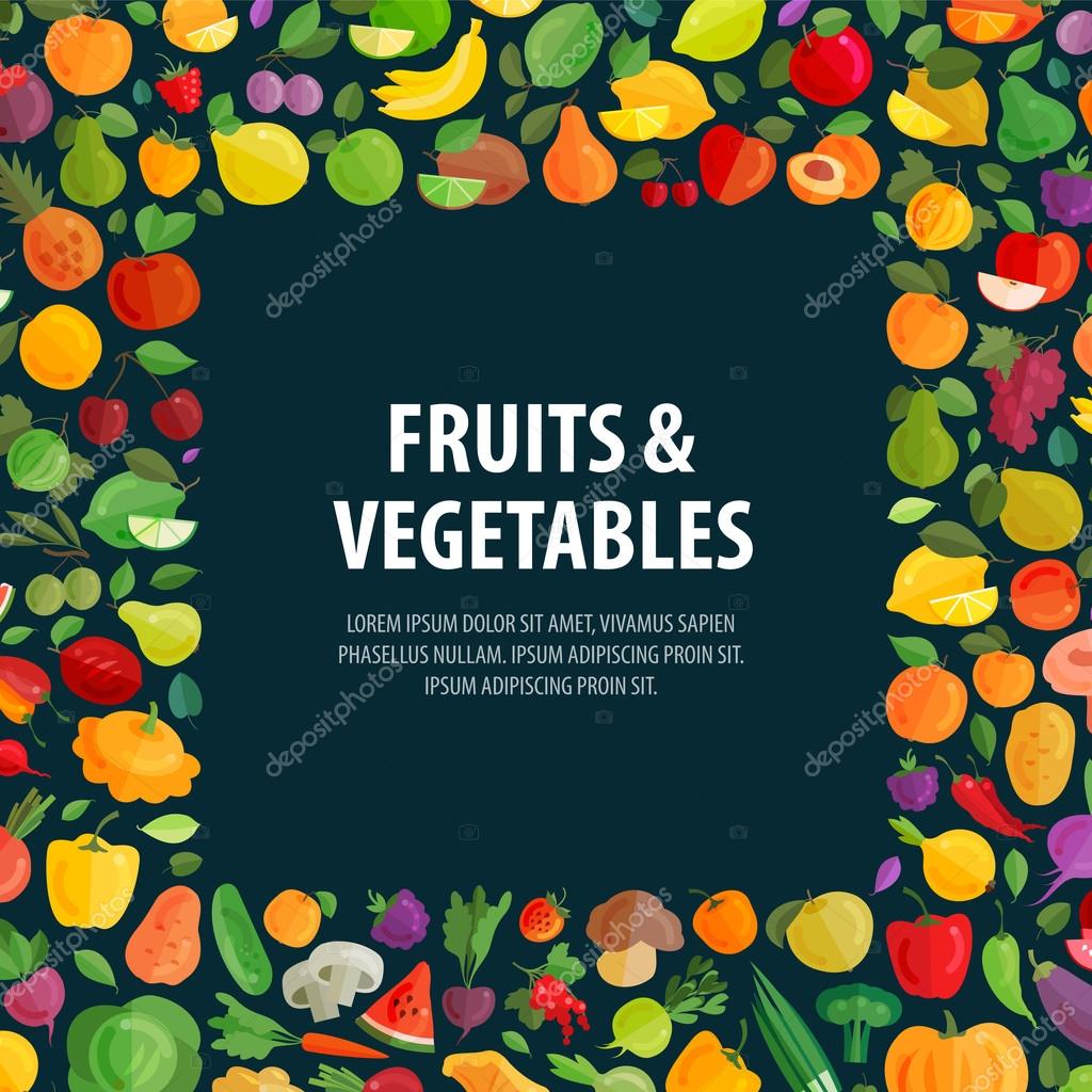 Fruits and vegetables vector logo design template. fresh food or farm ...