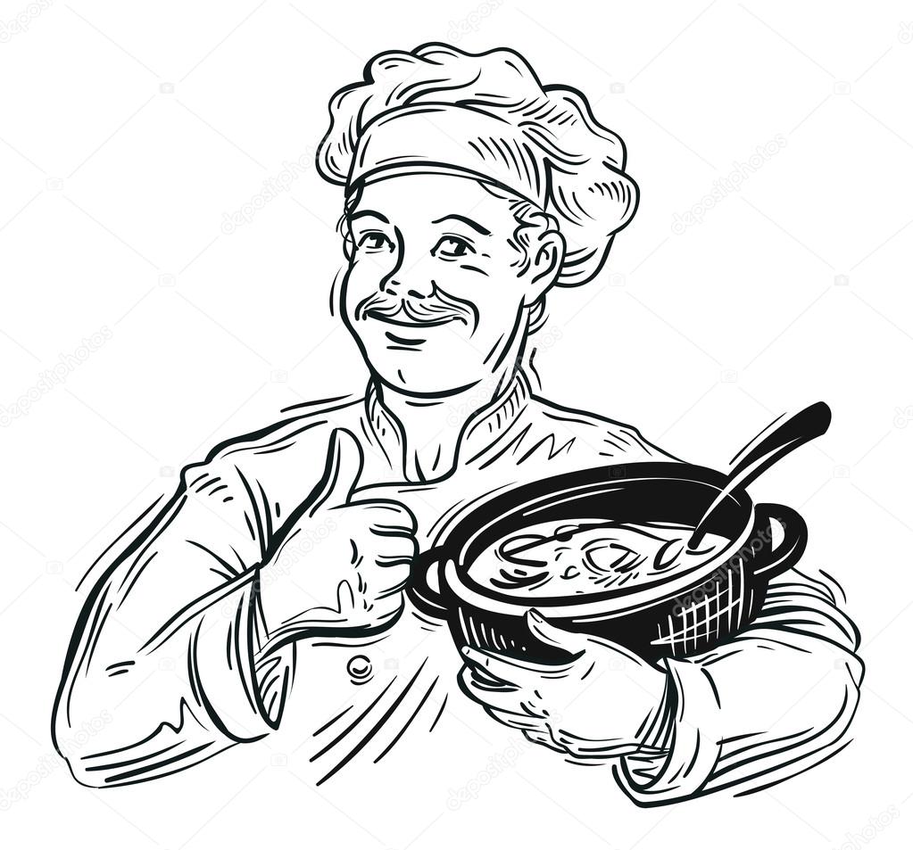 Chef Stirring Pot Clipart