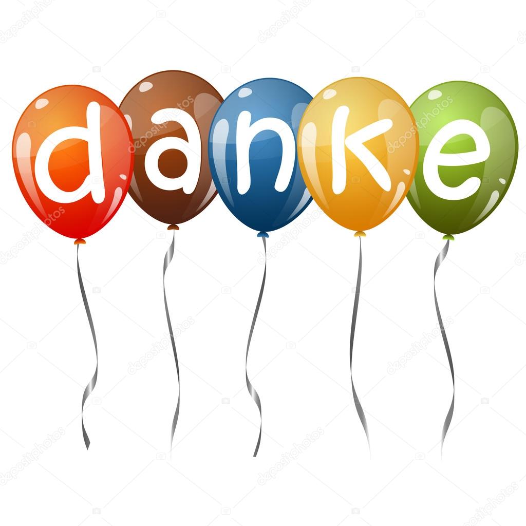 Globos Voladores Con Texto Danke Vector Gráfico Vectorial © Opicobello