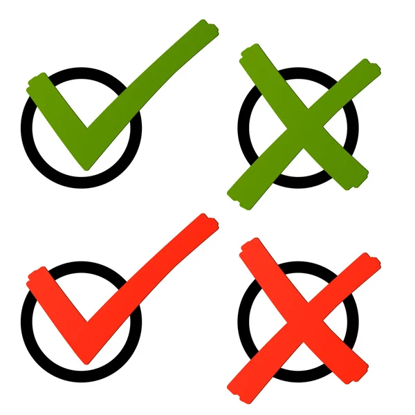 Red and green check mark and cross — Stock Vector © opicobello #114637540