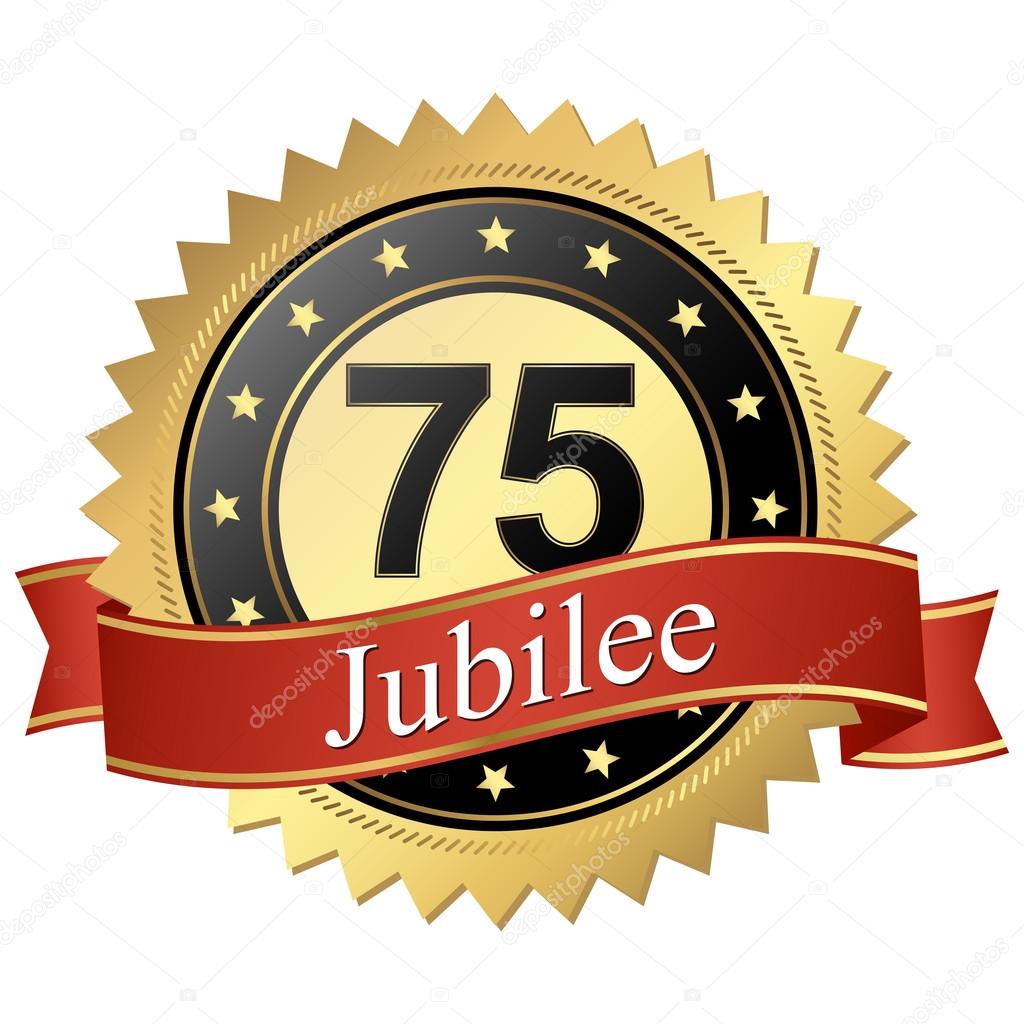 Jubilee button with banners - 75 years Stock Vector Image by ...
