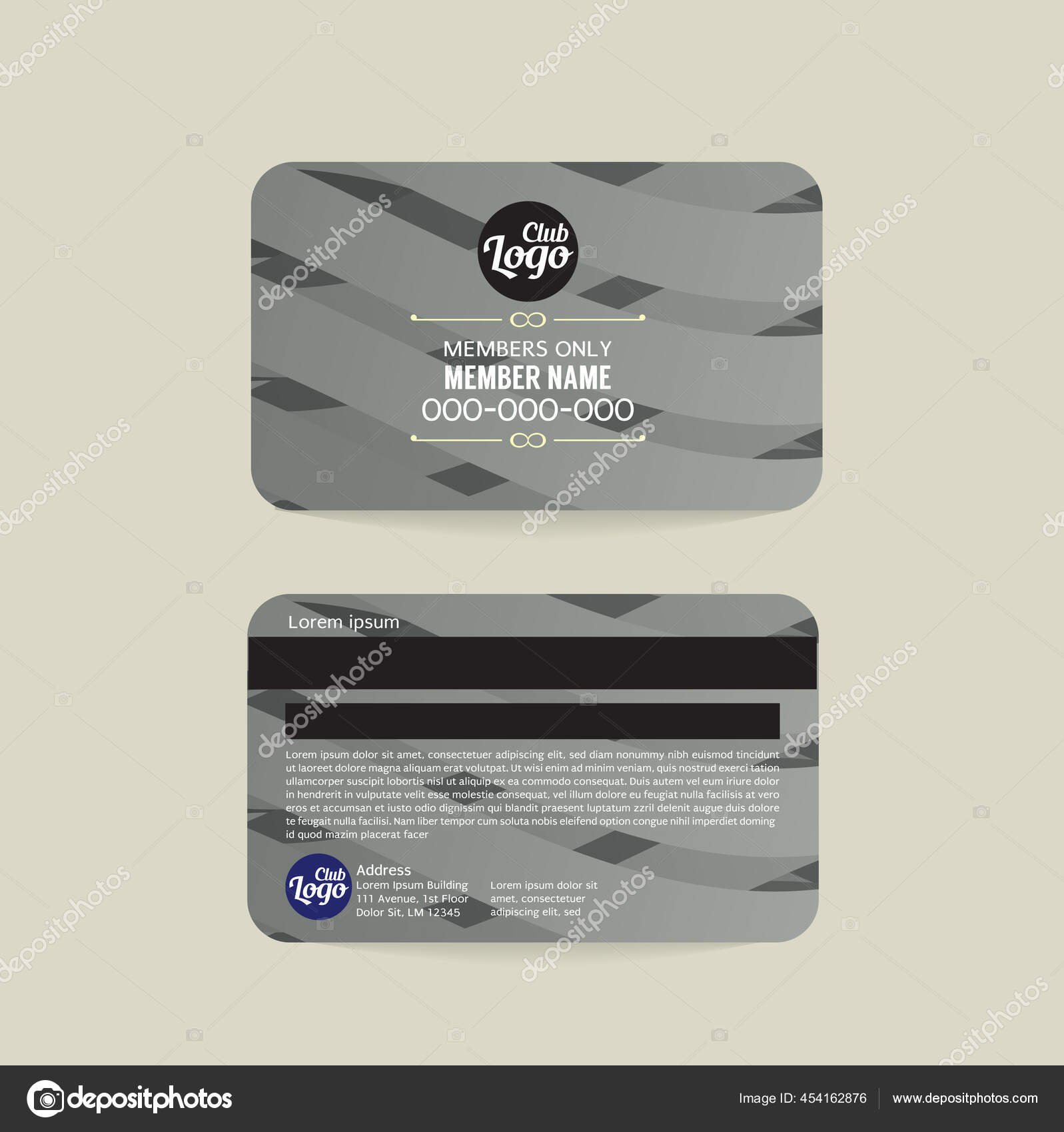 Kartu Anggota Klub Depan Dan Belakang Templat Ilustrasi Gelombang ...