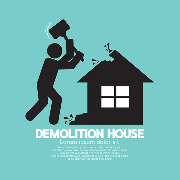 Symbol Of A Worker Using Drill To Demolish A House Vector Illust Stock ...