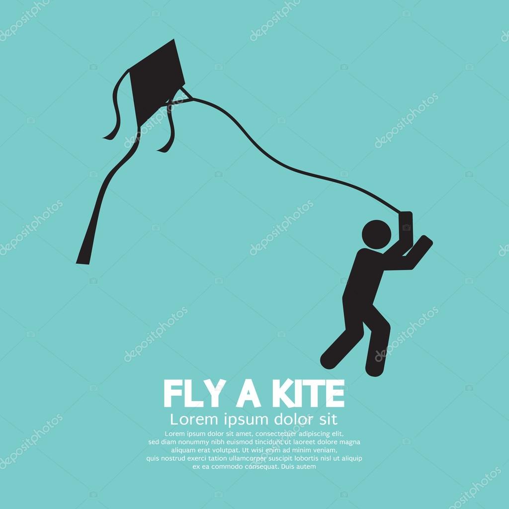 Fly a Kite Black Graphic Symbol Vector Illustration Stock Vector by ...
